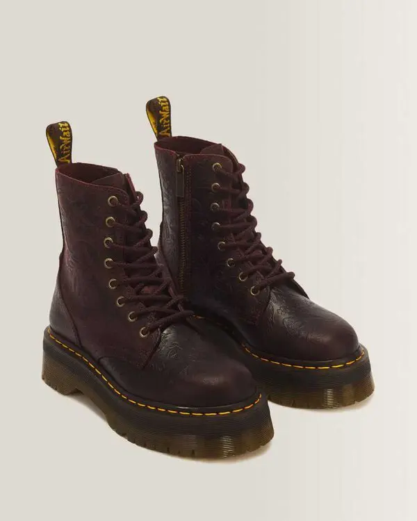 Dr. Martens Jadon Floral Emboss Eye Crazy Horse Leather Platform Boots