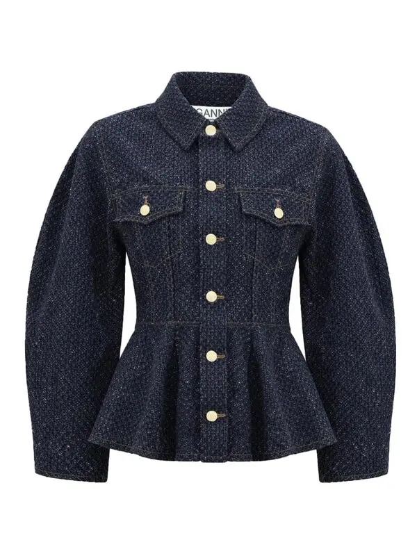 GANNI Peplum Jacket - Blue