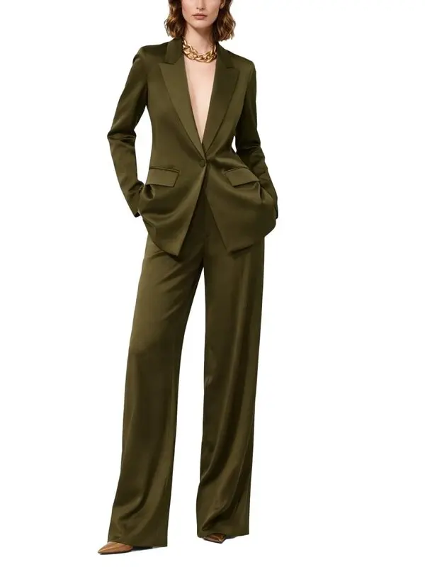 Max Mara Envers Satin Tailored Pants - Green