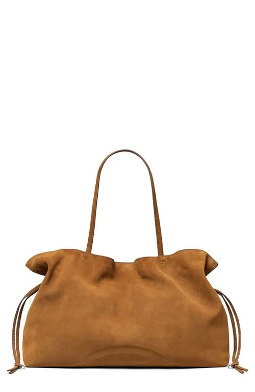 Tory Burch Ella Suede Drawstring Tote - Caramel