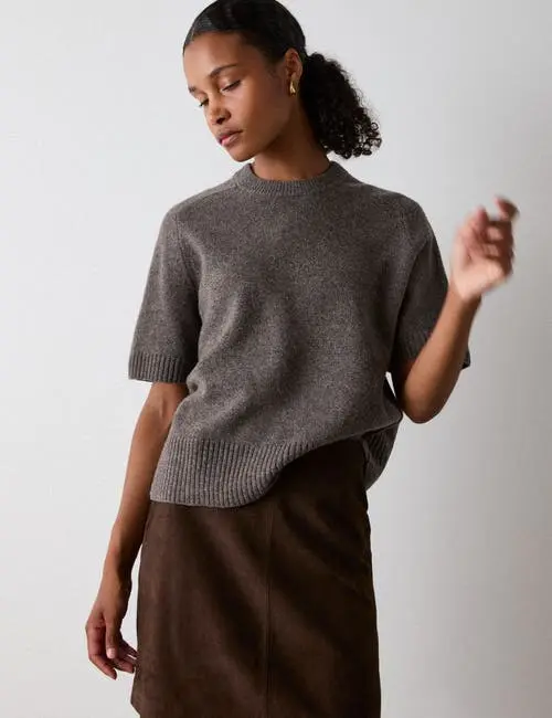 Whistles Wool Knitted Tee - Neutral