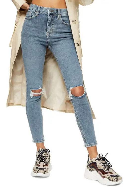 Topshop Jamie Greencast Ripped Skinny Jeans