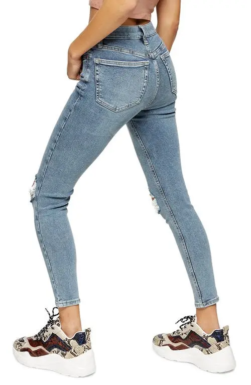 Topshop Jamie Greencast Ripped Skinny Jeans