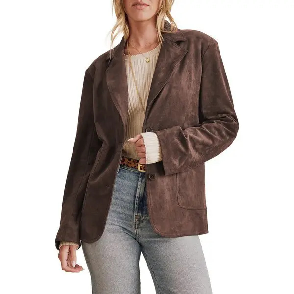 Splendid Ryder Faux Suede Blazer - Java Brown