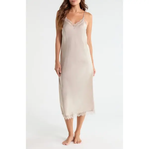 Nordstrom Satin & Lace Full Slip - Beige String