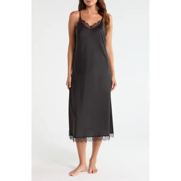 Nordstrom Satin & Lace Full Slip - Black