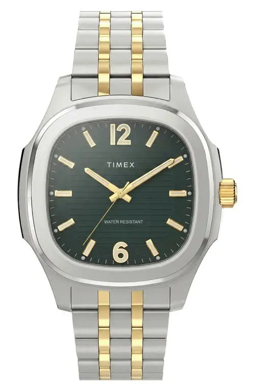 Timex® Marquis Croc-embossed Leather Strap Watch - Silver