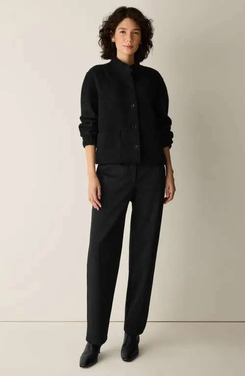 Eileen Fisher Stand Collar Wool Jacket - Black