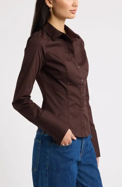 Bp. Slim Fit Stretch Cotton Button-up Shirt - Brown Coffee