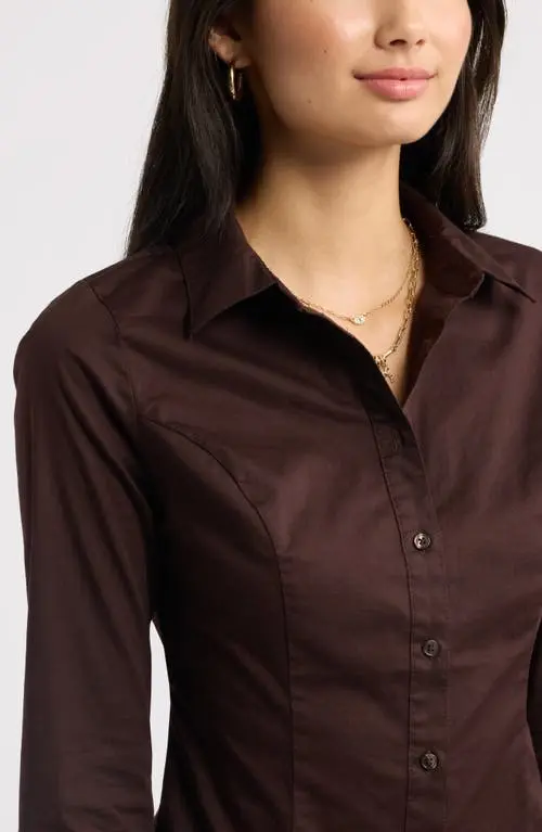 Bp. Slim Fit Stretch Cotton Button-up Shirt - Brown Coffee