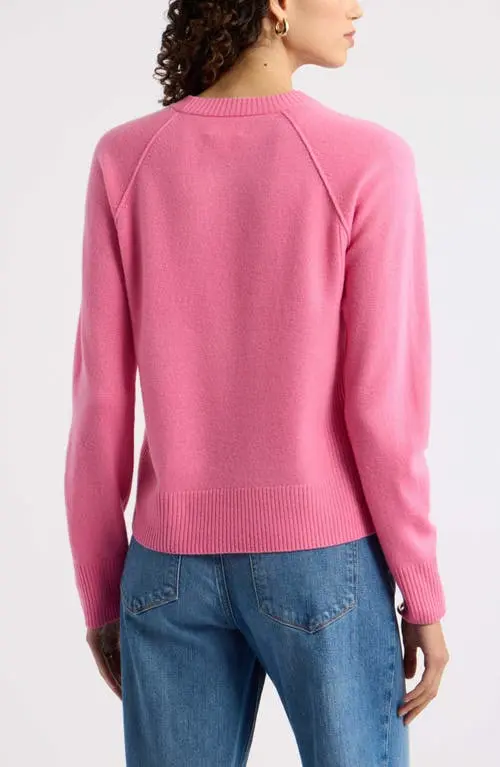 Caslon Wool & Cashmere Raglan Sweater - Pink Cosmos