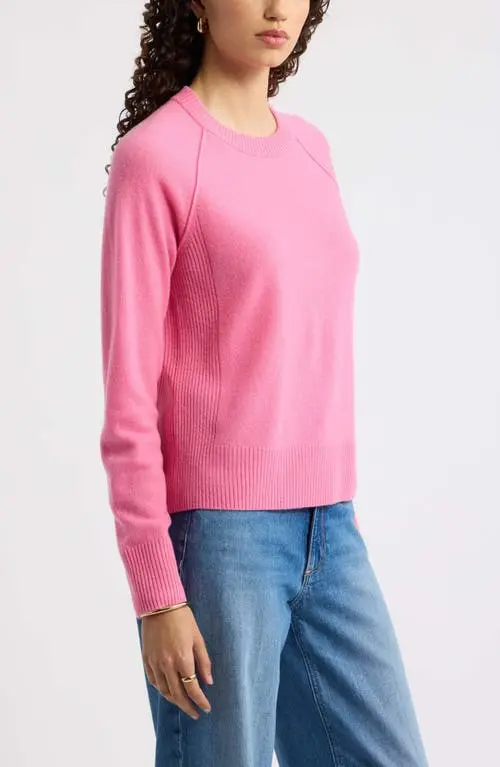 Caslon Wool & Cashmere Raglan Sweater - Pink Cosmos