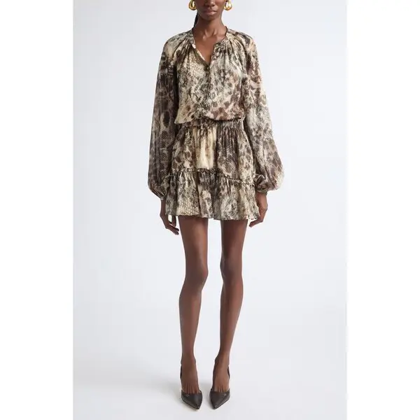 Ramy Brook Vivi Silk Blend Minidress - Bone Python