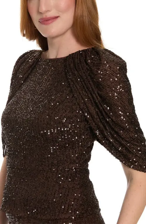 Maggy London Sequin Drape Sleeve Top