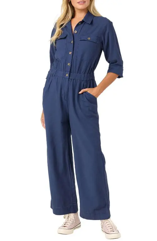 O'Neill Faye Long Sleeve Jumpsuit - Navy