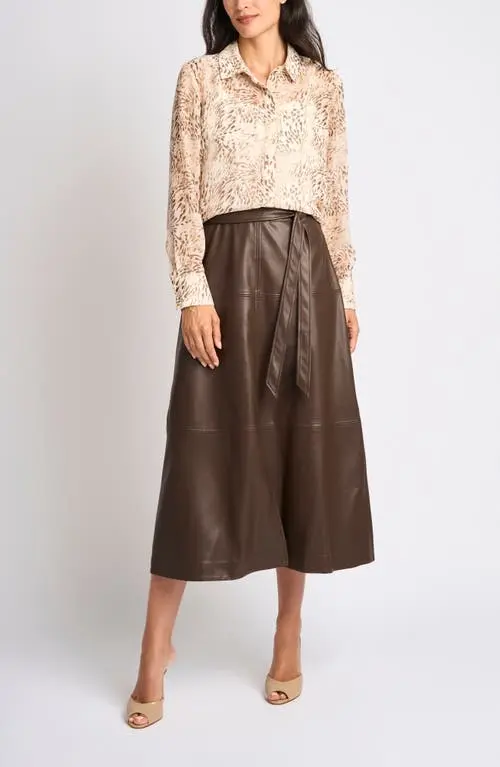 Halogen Hidden Placket Semisheer Chiffon Button-up Shirt