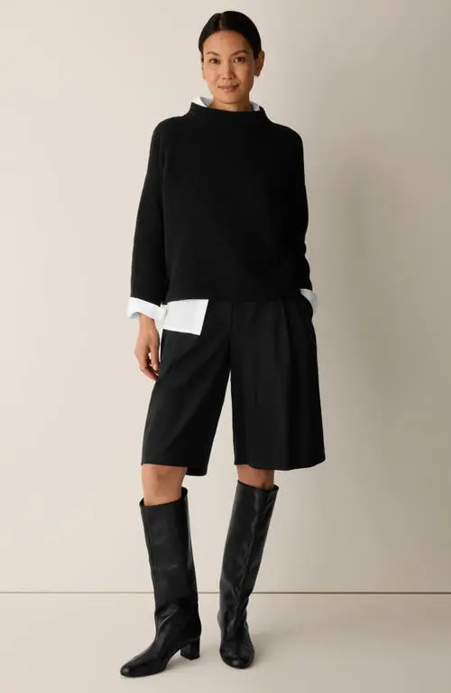 Eileen Fisher Pleated High Waist Wide Leg Shorts