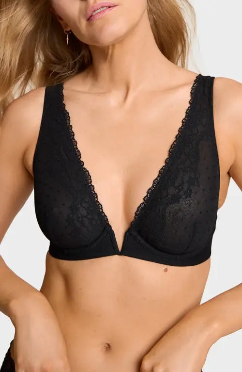 Commando Double Take Lace Plunge Underwire Bra - Black