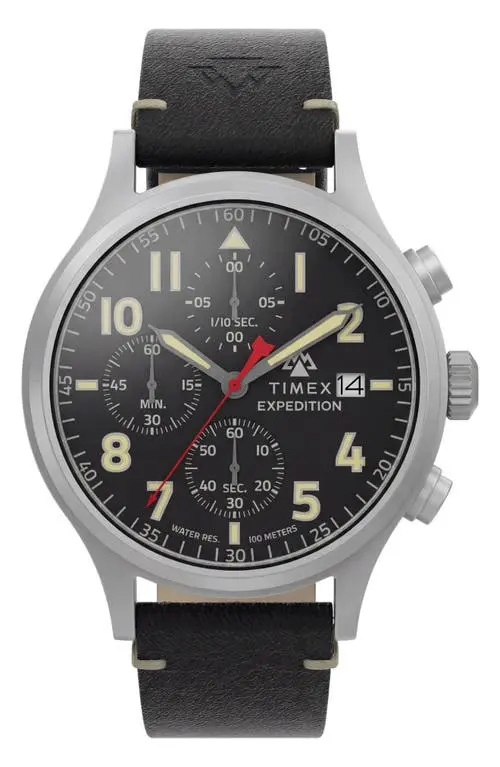 Timex® Expedition Sierra Chronograph Leather Strap Watch