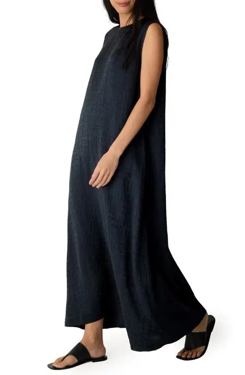 Eileen Fisher Silk Round Neck Maxi Dress