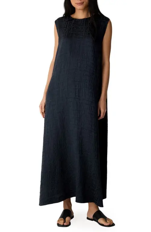 Eileen Fisher Silk Round Neck Maxi Dress - Maritime