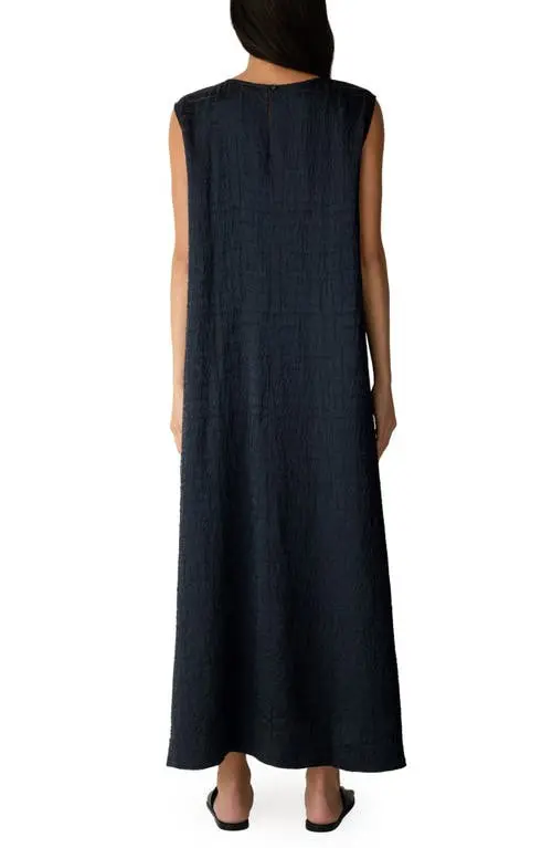 Eileen Fisher Silk Round Neck Maxi Dress