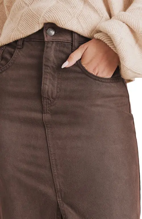 Splendid Ryder Front Slit Denim Skirt - Java Brown