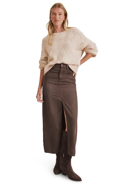 Splendid Ryder Front Slit Denim Skirt - Java Brown