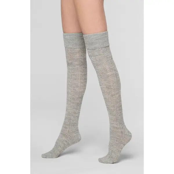 Oroblu Overknees Knit Socks - Grey Melange