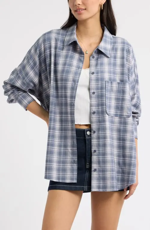Bp. Plaid Long Sleeve Flannel Shirt - Blue Plaid