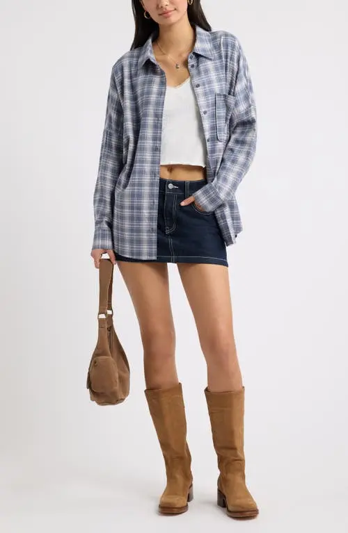 Bp. Plaid Long Sleeve Flannel Shirt - Blue Plaid