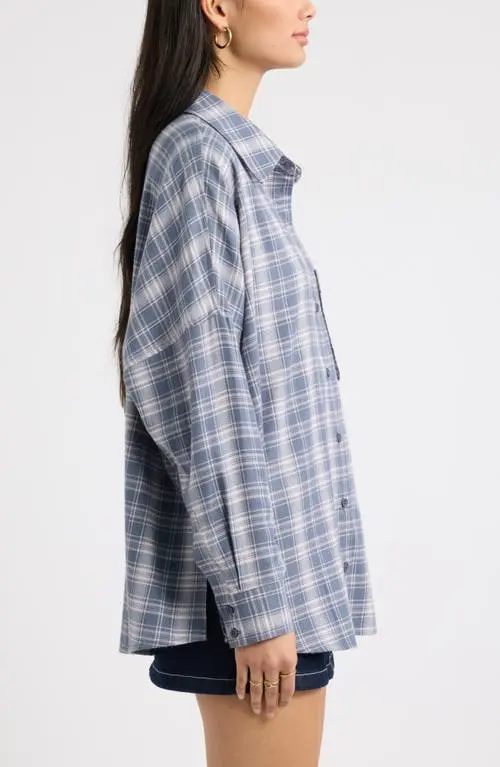 Bp. Plaid Long Sleeve Flannel Shirt - Blue Plaid