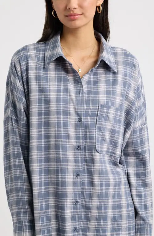 Bp. Plaid Long Sleeve Flannel Shirt - Blue Plaid