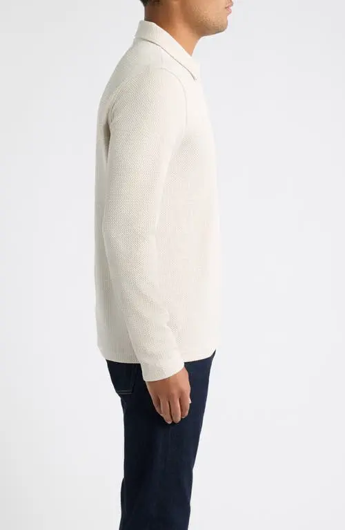 Johnston & Murphy Sedona Textured Long Sleeve Johnny Collar Polo