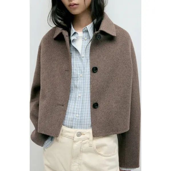Mango Alex Wool Blend Crop Jacket