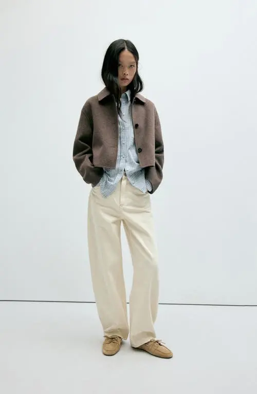Mango Alex Wool Blend Crop Jacket