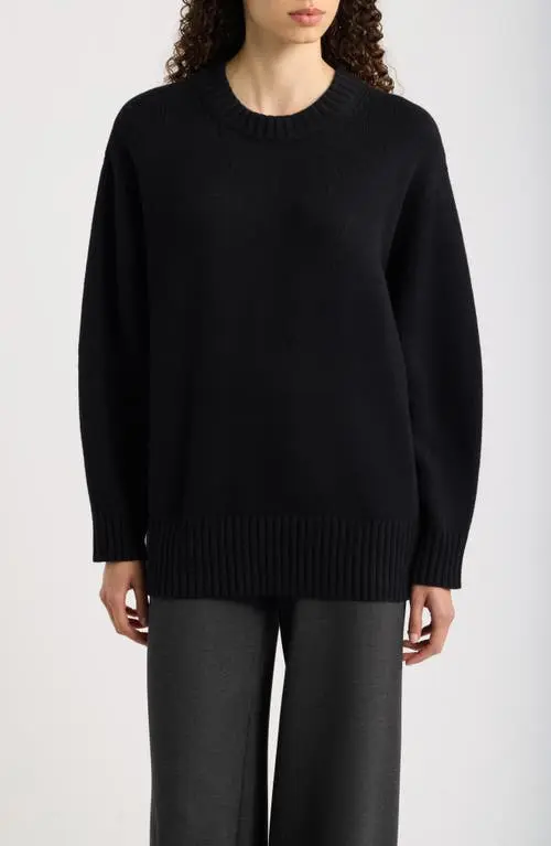 Eileen Fisher Organic Cotton & Recycled Cashmere Crewneck Sweater - Black