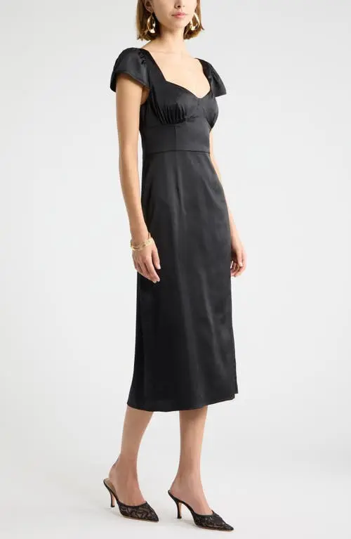 Chelsea28 Sweetheart Neck Satin Dress - Black