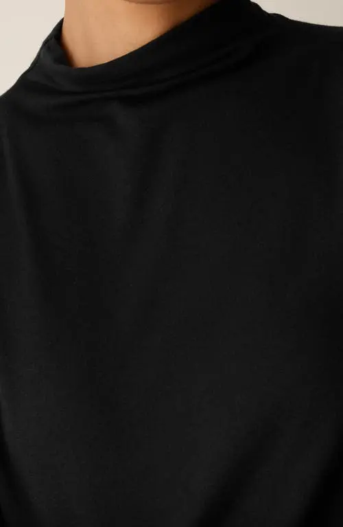Eileen Fisher Funnel Neck Long Sleeve T-shirt - Black