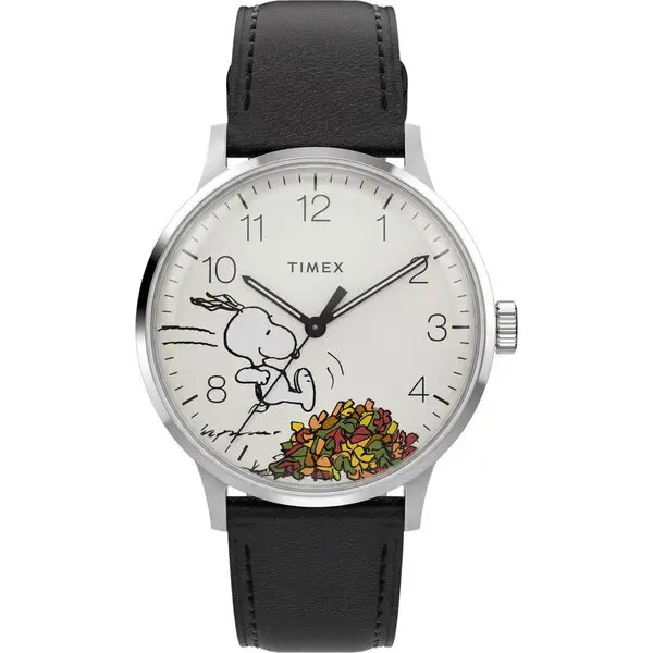 Timex® Peanuts Waterbury Classic Leather Strap Watch