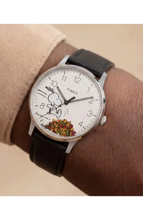 Timex® Peanuts Waterbury Classic Leather Strap Watch