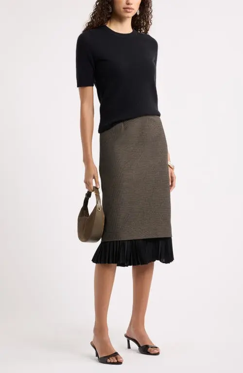 Nordstrom Patterned Pleat Trim Midi Skirt