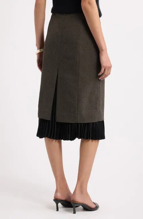 Nordstrom Patterned Pleat Trim Midi Skirt
