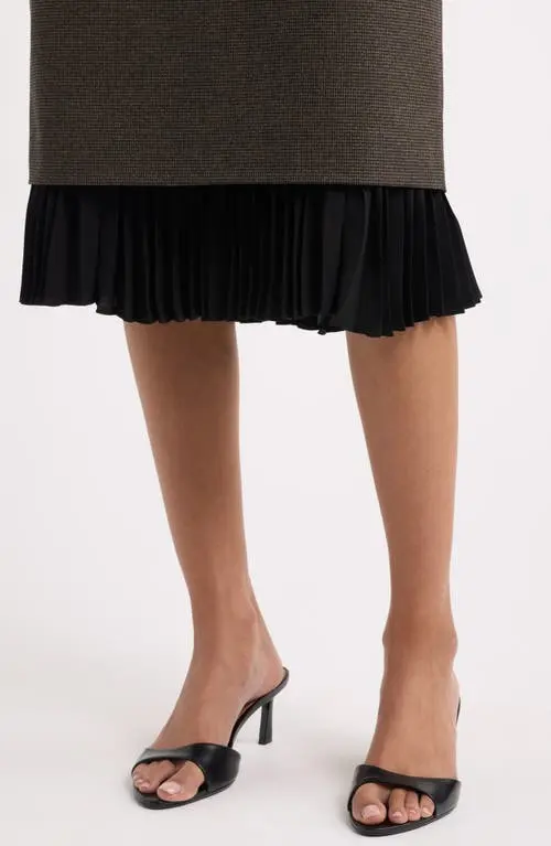 Nordstrom Patterned Pleat Trim Midi Skirt