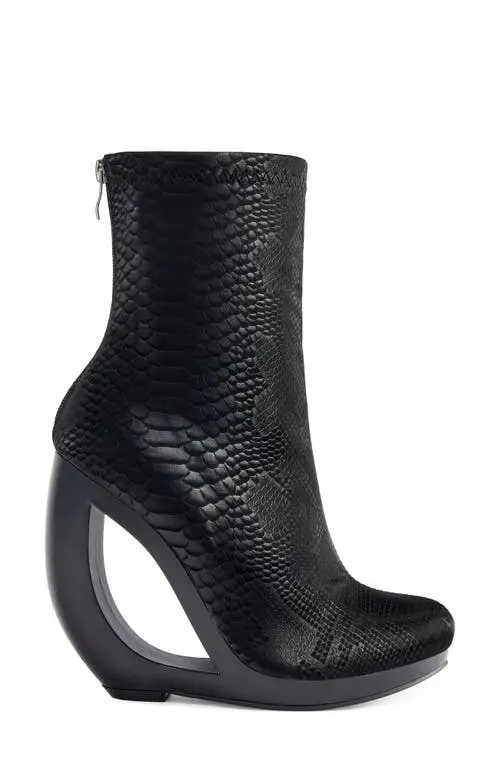 AZALEA WANG Rapture Faux Snakeskin Cutout Wedge Bootie