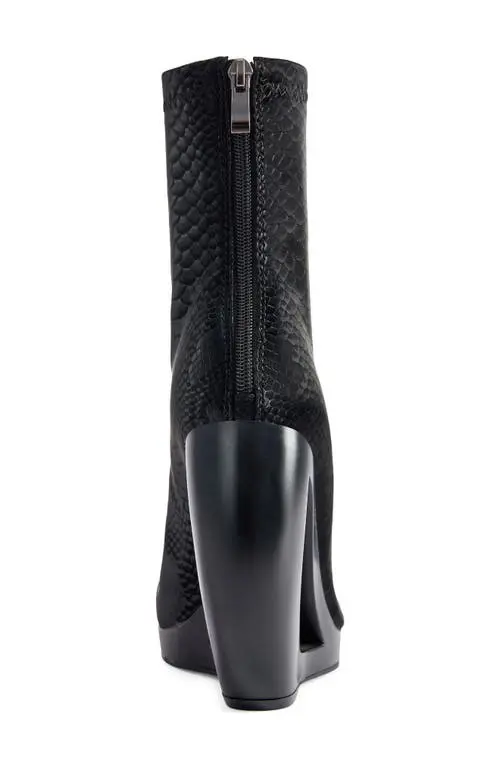 AZALEA WANG Rapture Faux Snakeskin Cutout Wedge Bootie