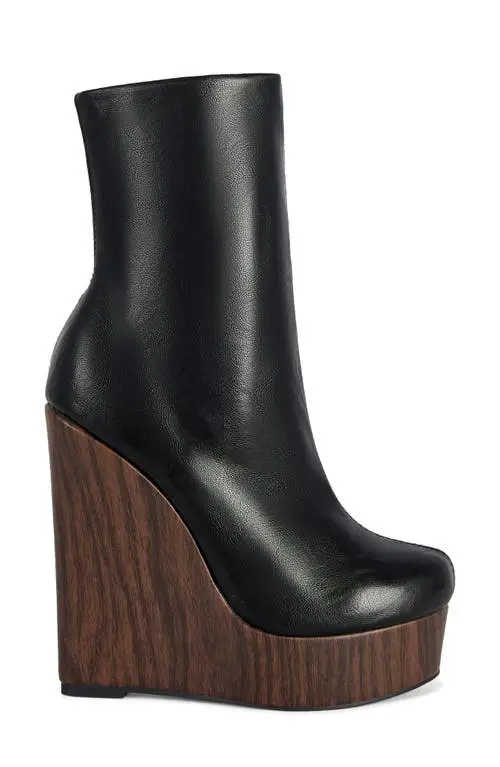 AZALEA WANG Road Faux Leather Platform Wedge Bootie