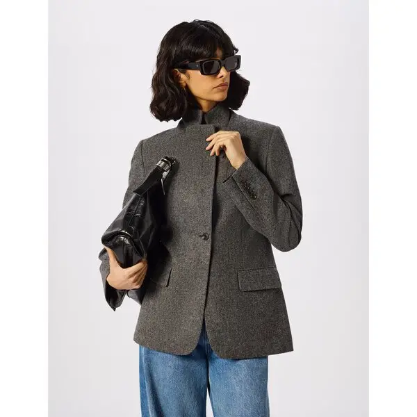Whistles Herringbone Wool Blazer - Grey/multi