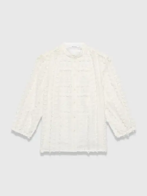 The Fold Nola Mandarin Collar Blouse - White