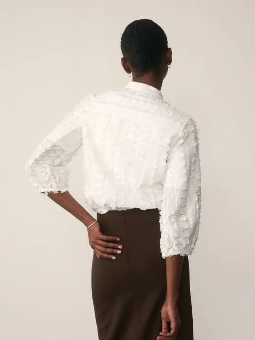 The Fold Nola Mandarin Collar Blouse - White